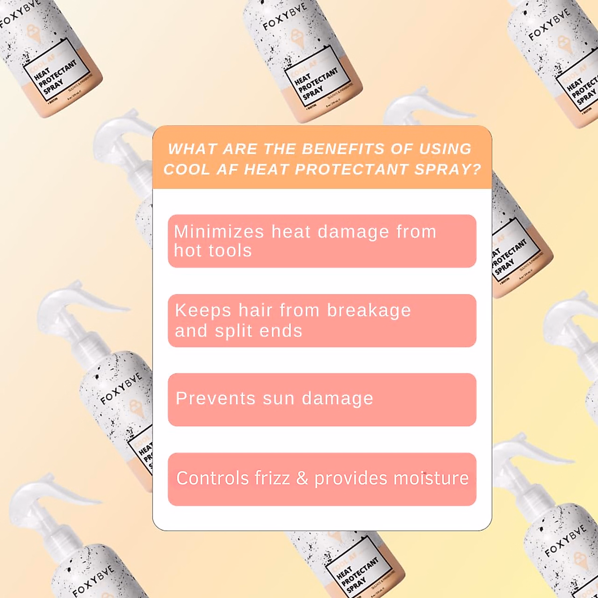 FoxyBae Heat Protectant Spray - Thermal Hair Styling Mist for Curling Iron & Blow Dryer - Prevents Frizz, Damage & Breakage, 8oz