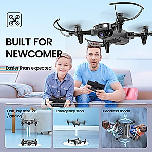 DEERC Drone with Camera for Kids, D40 FPV HD 1080P Mini Drones for Adults Beginner, Foldable Quad Air Hobby RC Quadcopters & Multirotors, Toys Gifts, 2 Batteries 20 Mins Flight Time, Easy to Fly