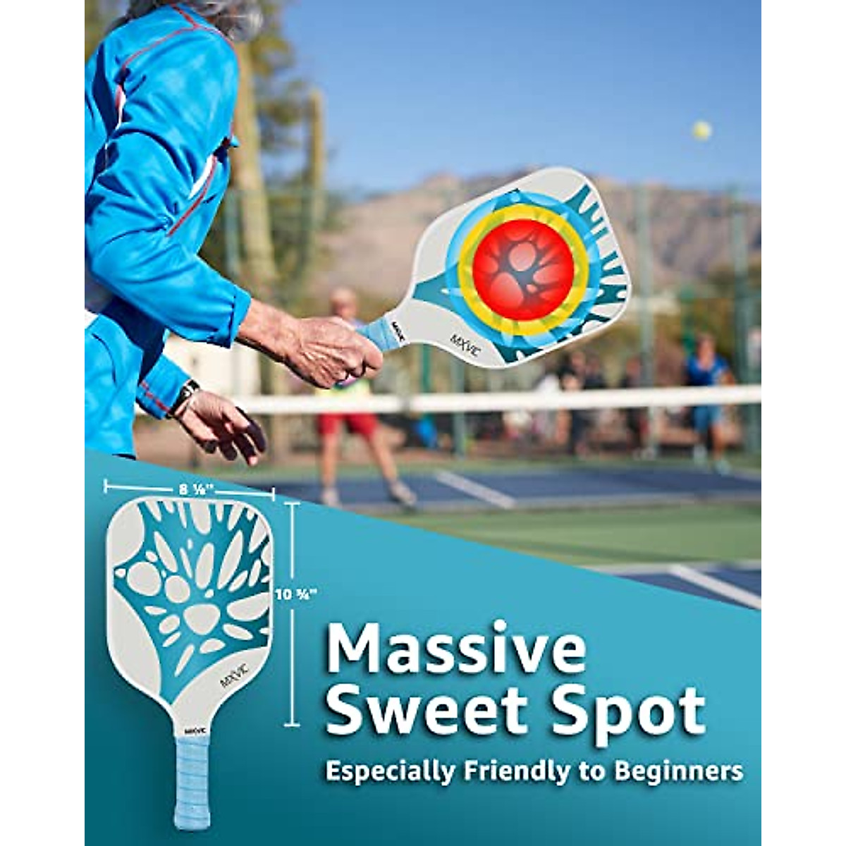 MXVIC Pickleball-Racket-Set 4 Pack with Balls and Paddle Case, Fiberglass Pickle-Ball Paddle Set of 4 for Adults, Kids | USAPA Compliant Pickleball Gear for Beginner, Adults, Kids, Men, Women