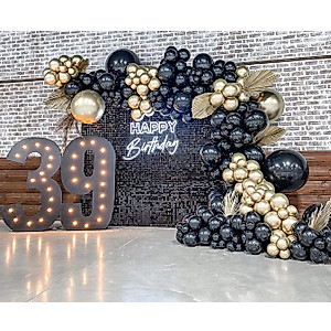 Black Balloons 85 pcs Black Balloon Garland Arch Kit 5/10/12/18 Inch Different Sizes Black Matte Latex Balloons for Graduation Party Decorations Wedding Birthday Party Anniversary Decorations