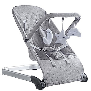 Baby Bouncer,Foldable Bouncer Seat for Babies, Infants Bouncy Seat with Removable Fabric Cover，Natural Vibrations (GRYE)