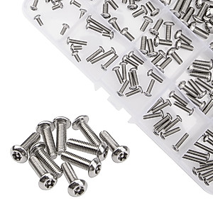 Rrina 150Pcs 304 Stainless Steel Button Head Torx Security Screws Tamper Resistant Screw Assortment Set, M3 M4 M5 with 3 Wrench(T10 T20 T25)