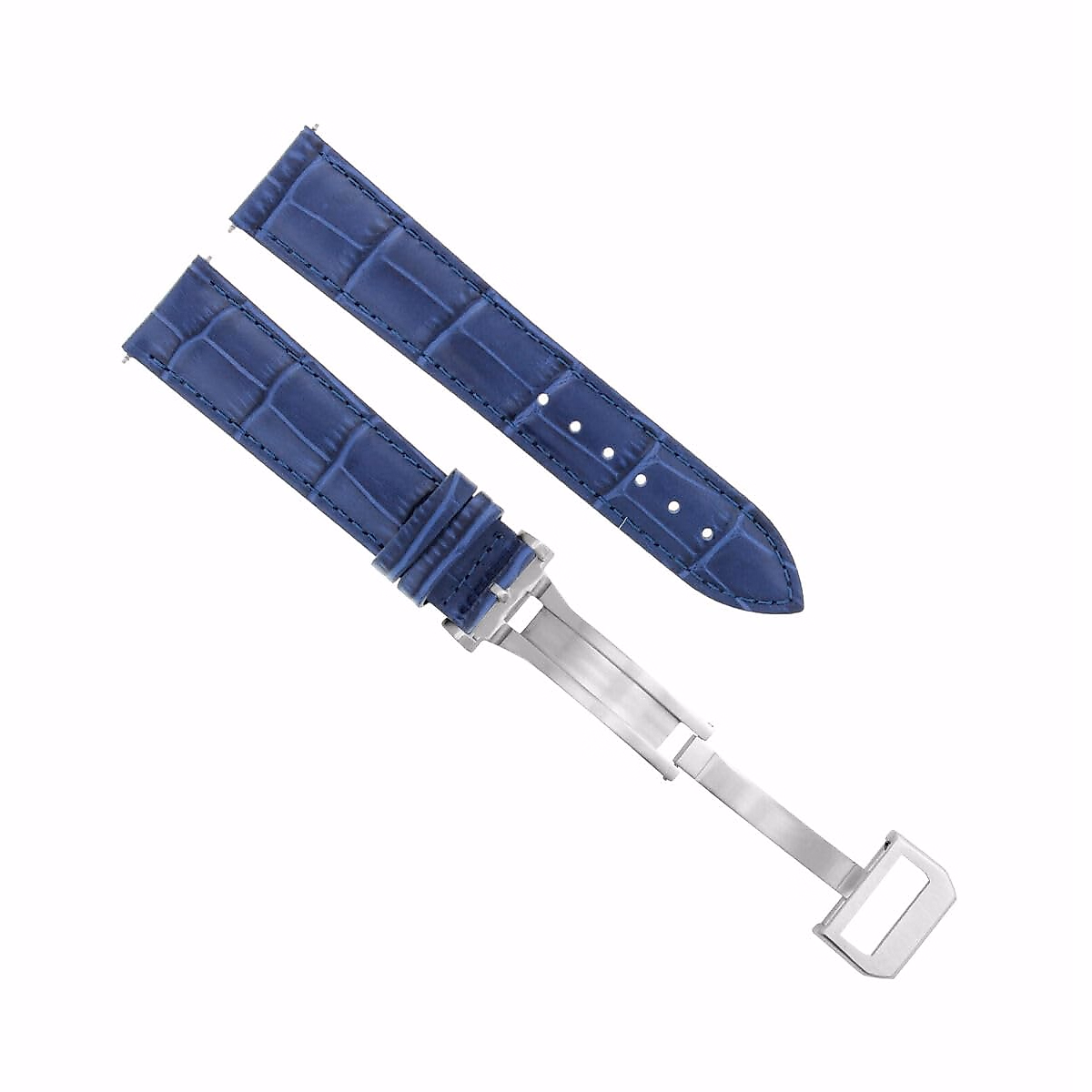 Ewatchparts 22MM LEATHER WATCH BAND STRAP COMPATIBLE WITH IWC PILOT PORTUGUESE DEPLOYMENT CLASP BLUE