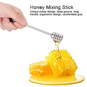 Fdit 6" Honey Dipper Stick 304 Stainless Steel Honey Dipper Stirrer Mini Honey Spoon Dippers Kitchen Mixing Stiring and Dipping Tool(Black)