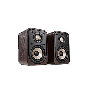 Polk Signature Elite ES10 Surround Loudspeaker - Hi-Res Audio Certified, Dolby Atmos & DTS:X Compatible, 1" Tweeter & 4" Woofer, Power Port Technology for Effortless Bass (Pair, Contemporary Walnut)