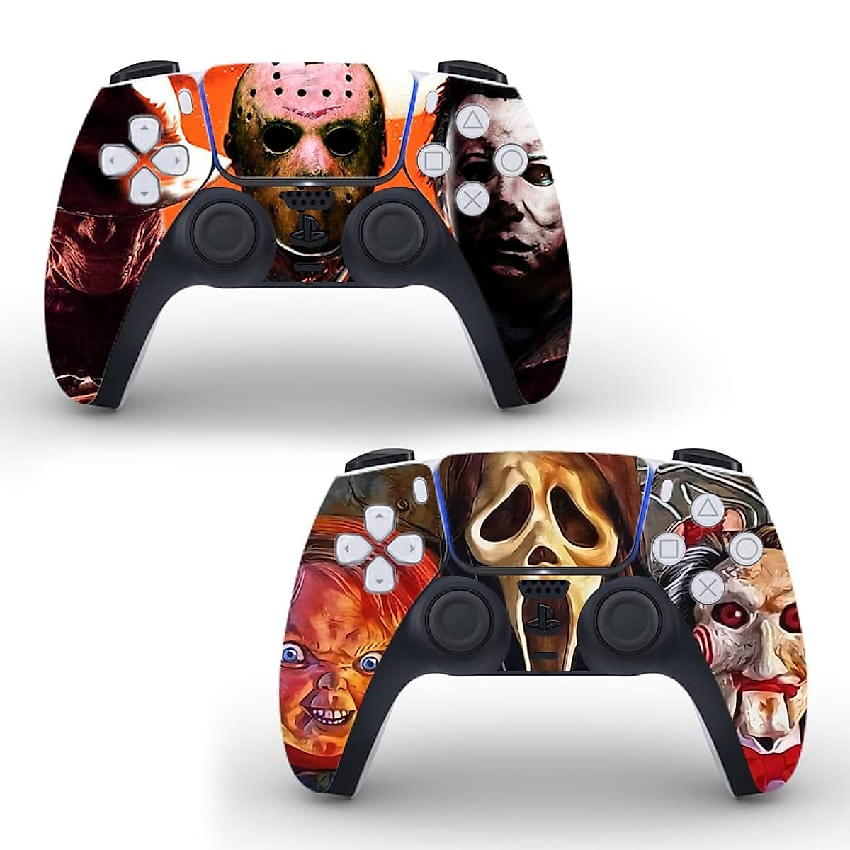 JOCHUI 2 Pack Controllers Skin Covers Vinyl Stickers Decal Compatible with PS5 Controller Remote Horror Characters