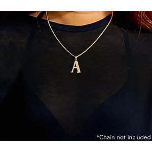 LoveBling 10K Yellow Gold Diamond Cut A to Z Alphabet Initial Letter Charm Pendant (Medium Size) (N) (1.17")