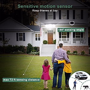 GLORIOUS-LITE Solar Security Lights 2400mAh LED Motion Sensor Light Outdoor, Rechargable 1600lm Solar Flood Light, 5500-6000K, IP 65 Waterproof for Garage, Yard, Porch, Entryways - White