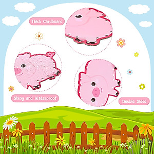 Pajean 10 Pieces Kids Farm Animal Lacing Cards Cardboard Sewing Cards Double Sided Lacing Playing Games for Children Developing Imagination Education Supplies JB-220602-J Multicolor