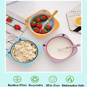 Lyellfe 6 Pack Bamboo Kids Bowls, 10 Oz Unbreakable Cute Bowls for Kids, Fun Cartoon Bowls, Kids Tableware Cereal Bowls for Soup Noodle Pasta, BPA Free, Dishwasher Safe