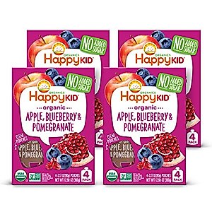 Happy Kid Organic Superfoods Twist Apple Blueberry Pomegranate, 3.17 Ounce Pouch (Pack of 16) Baby Toddler Kid Snack, Resealable, No Added Sugar Non-GMO Kosher (Packaging May Vary)