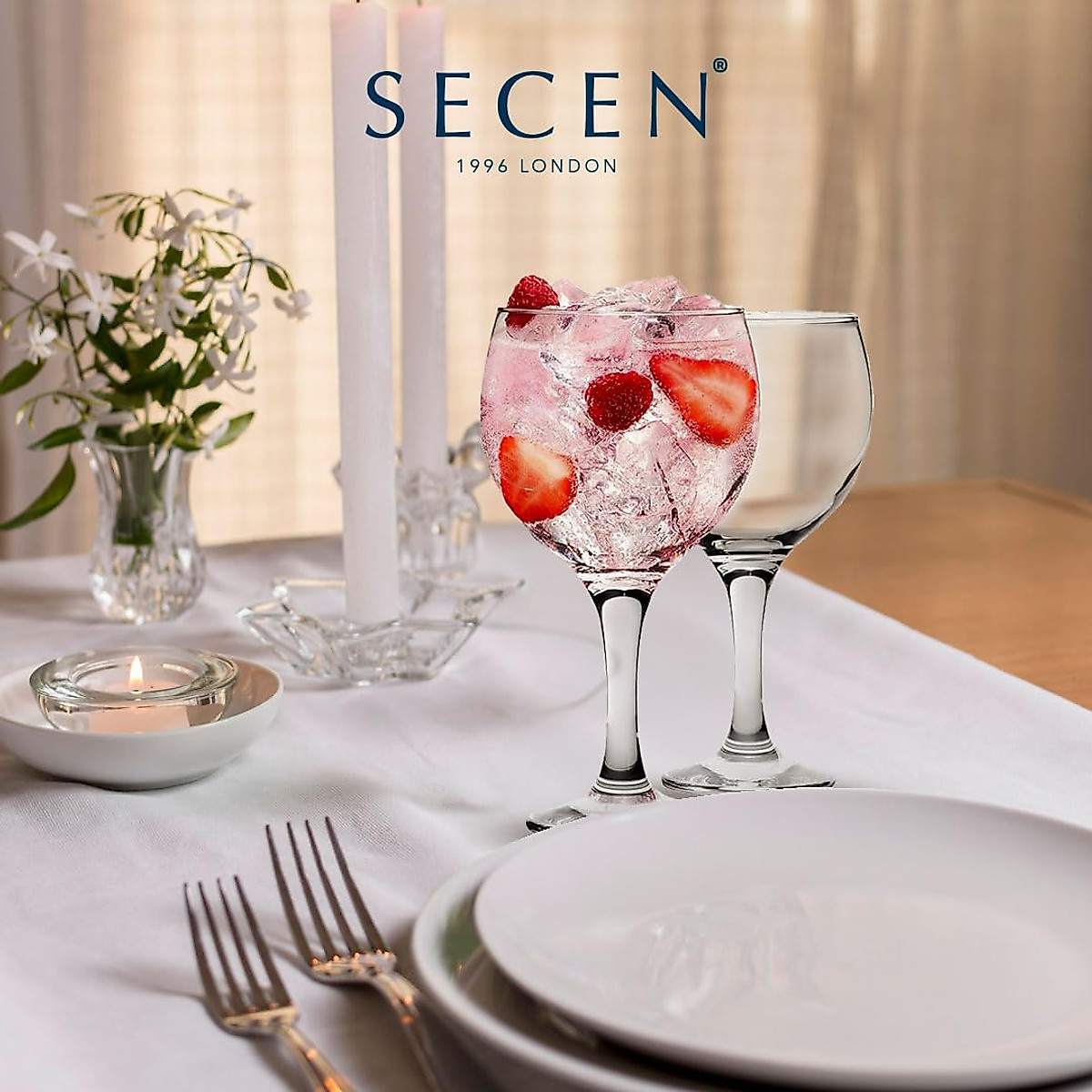SECEN LONDON Wine Glass 6 PCS, 365 cc, Venezia Collection, 365 CC, Glasses Drinking Wedding Gift Set,Small Wine Glasses, Sturdy Wine Glasses, Perfect for Home,Parties and Restaurants