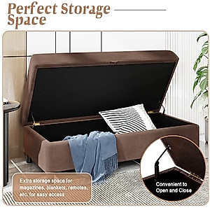 JAMFLY 79'' Sectional Sofa Couch with Storage Ottoman, Living Room Furniture Set Small Deep Convertible Sofa, L-Shaped Couch Wide Reversible Chaise with Linen Fabric (Brown)