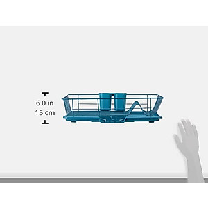 Sweet Home Collection 3 Piece Dish Drainer Rack Set with Drying Board and Utensil Holder, 12" x 19" x 5", Teal