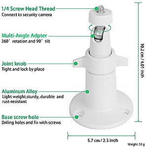 UYODM 2 Pack Wall Mount Holder for SimpliSafe Outdoor Security Camera, 360°Rotation Security Bracket with 1/4 Screw Thread , Camera Not Included (White)