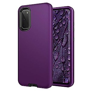 WeLoveCase Galaxy S20 Case, S20 5G Cover 3 in 1 Full Body Heavy Duty Protection Hybrid Shockproof TPU Bumper Three Layer Protective Case for Samsung Galaxy S20 5G 6.2 Dark Purple