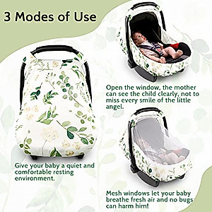 Crib Sheet Jersey Cotton, Fitted Cotton Baby & Toddler Universal Crib Sheets, Summer Car Seat Cover for Babies Girl，Leaf Infant Carseat Canopy Sun Cover