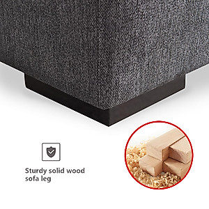 99" Modular Cloud Sectional Sofa W/Down Feather Filled & Reversible Lounge Chaise, L-Shaped Corner Couch Deep Seat with Movable Ottoman for Home Apartment Living Room Hotel Lobby, Dark Gray