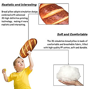 zhidiloveyou Bread Pillow Funny Stuffed Bread Shaped Pillow Toy Gift for Kids Adults, 15.7 in