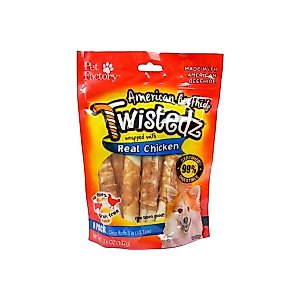 Pet Factory Twistedz American Beefhide 5" Chip Rolls Dog Chew Treats w/ Real Chicken Meat Wrap - 8 Count/1 Pack