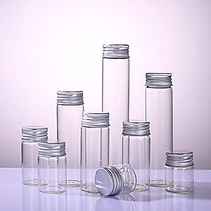 Cabilock 10pcs Clear Flat Glass Test Tubes with Screw Caps Large Test Tubes Containers for Bath Salt Candy Storage 80ml