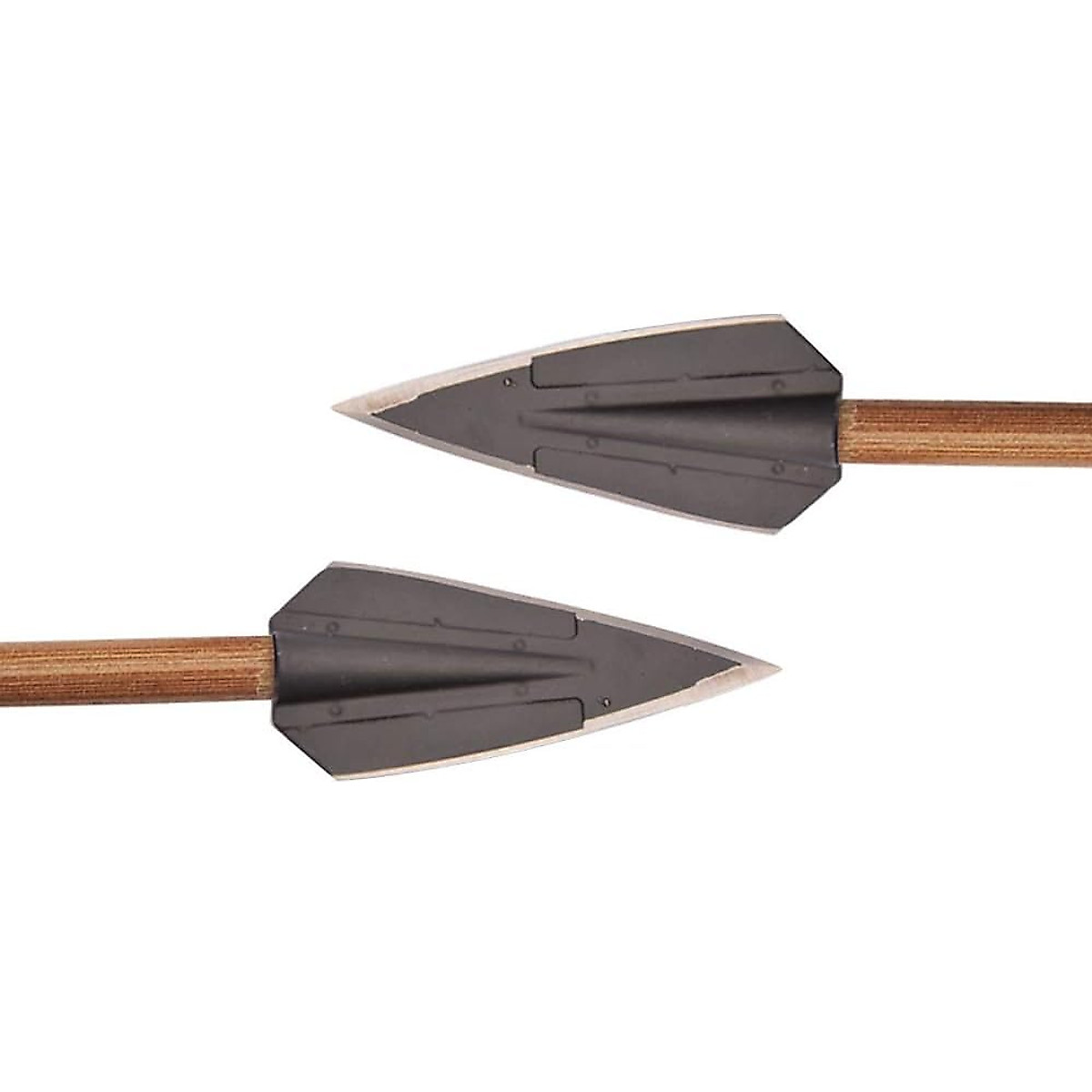 ZSHJGJR Archery 2 Blades Hunting Broadheads Traditional Broadheads Glue On OD 8mm Bamboo Wood Arrow Shaft DIY Arrow 12/24 Pieces (Black, 6 Pieces)