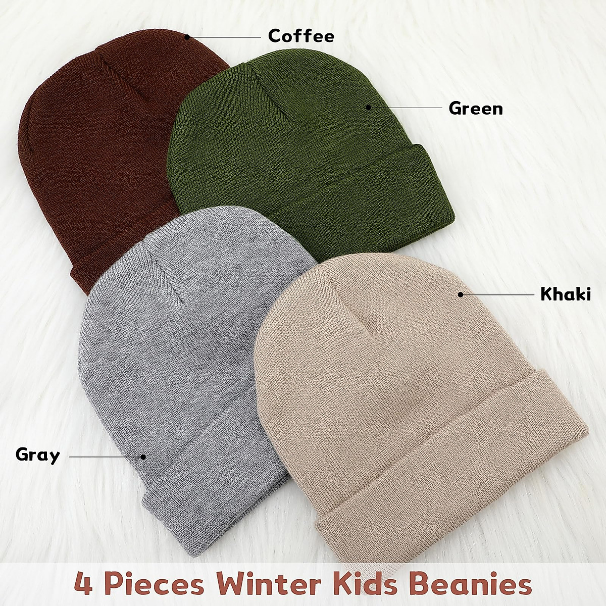 SATINIOR 4 Pieces Spring Baby Beanies Hats 0-36 Months for Unisex Spring Toddler Beanies Girl Boy Hat Warm Cap for Baby(Gray, Khaki, Army Green,Coffee)