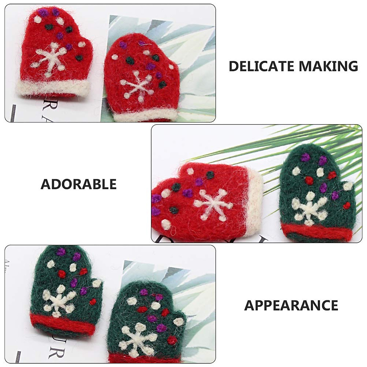 PRETYZOOM 5pcs Wool Felt Gloves Corsage Embellishments Flatback Jewelry Accessories Suit Breast Pin Enamel Brooch Snowflake Cartoon