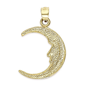 10k Solid Gold Smiling Crescent Moon Pendant for Necklace, Lunar Phase Jewelry, Astrology Gift for Her