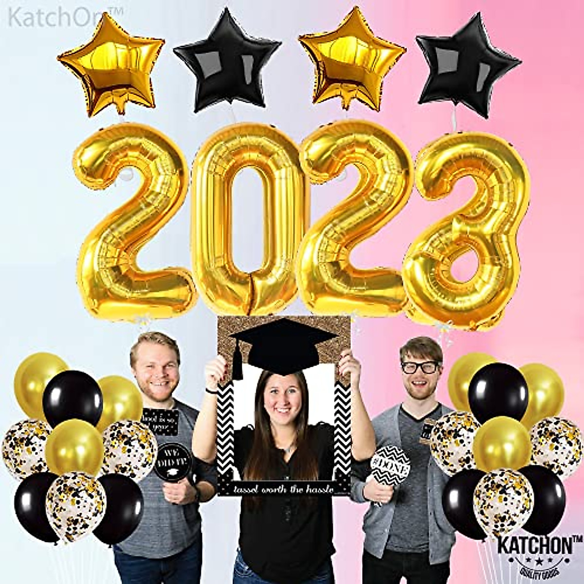 Big, 40 Inch Gold and Black 2023 Balloons Set - Graduation Decorations | Gold and Black Graduation Party Decorations | 2023 Numbers Balloons for Graduation Party Supplies, Class of 2023 Decorations