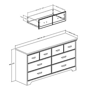 Home Square 3 Piece Modern Bedroom Furniture Set - 8 Drawer Bedroom Dresser/Small Nightstand with Drawers - Set of 2 / Distressed Grey Oak