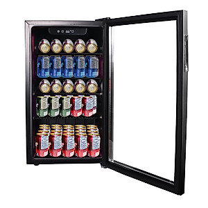 Frigidaire EFMIS2415 Beverage Refrigerator, Glass Door, Compact Mini Fridge with Digital Temperature Control, Fits 115 Cans or 34 Bottles, 96L Capacity-19.1" D x 17.5" W x 31.2" H, Stainless