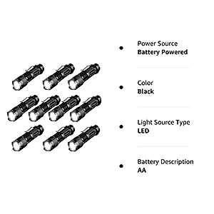 10 Pack Mini Flashlights Small LED Flashlight 300 Lumen Portable Tactical Zoomable Pocket Torch Lantern Adjustable Focus Light for Kids Child Camping Emergency Travel Hiking Torch Light