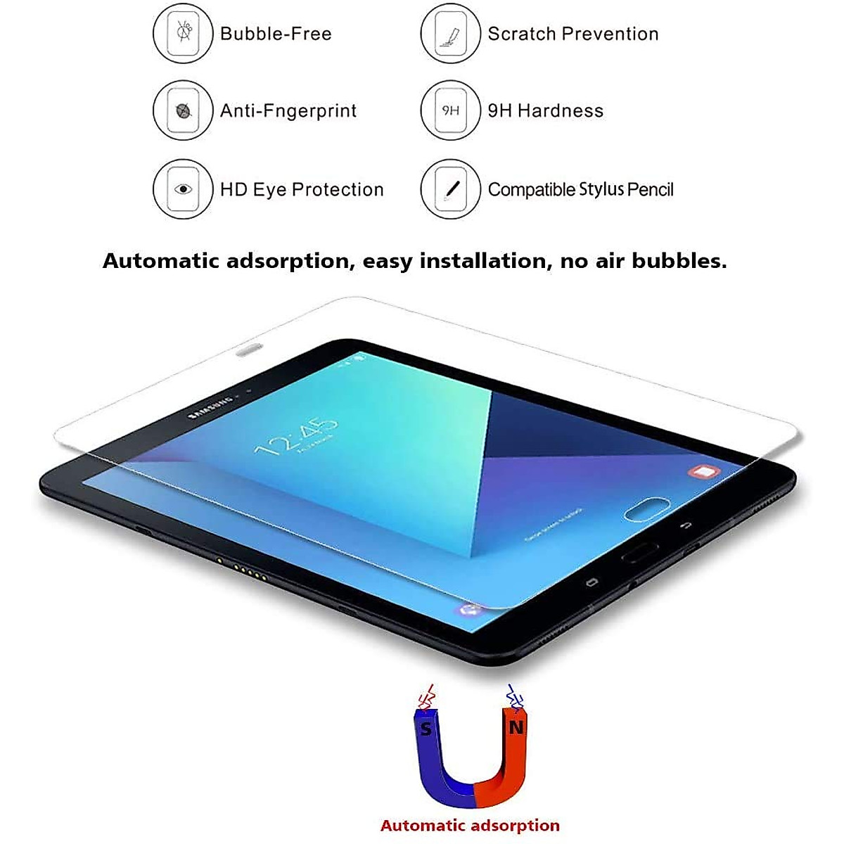 TANTEK [2-Pack Screen Protector for Samsung Galaxy Tab S3 / Galaxy Tab S2 9.7 Inch,Tempered Glass Film,Ultra Clear,Anti Scratch,Bubble Free,S Pen Compatible