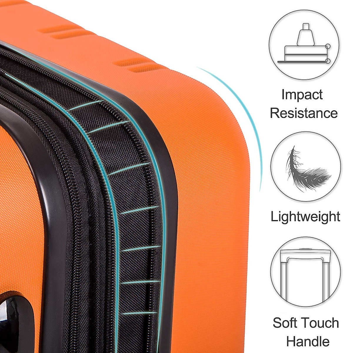 Merax Luggage Sets 3 Piece Suitcase Set 20/24/30,Carry on Luggage Airline Approved,Hard Case with Spinner Wheels,Orange