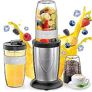 Blender for Shakes and Smoothies, 850 Watt 12 PCS Airpher Bullet Smoothie Blender for Personal with Milk Frother, 6-Edge Blade, Blade Grinder, 2 * 17 Oz & 10 Oz To-Go Cup, BPA Free