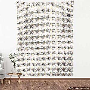 Ambesonne Alphabet Fabric by The Yard, Pattern of Animals and First Letters Learning Themed Image, Decorative Fabric for Upholstery and Home Accents, 1 Yard, White