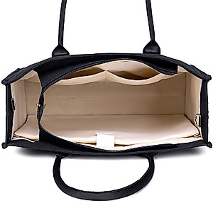 Laptop Tote Bag for Women Work Shoulder Bags 15.6 inch Canvas Laptop Computer Purse Messenger Teacher Handbag Business Office Briefcase(Leopard print)