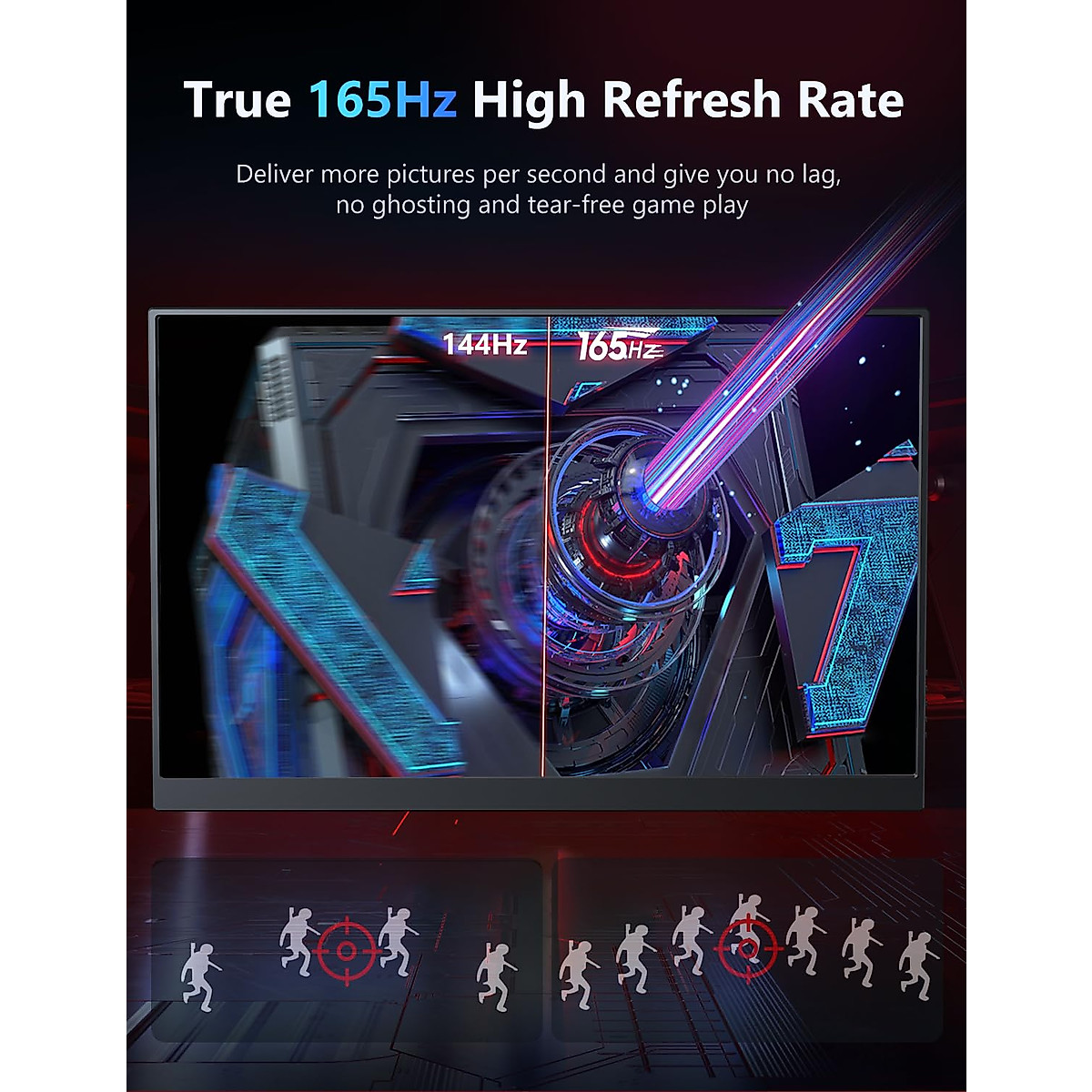 MAGICRAVEN 165Hz Portable Gaming Monitor, 16" 1920x1200 500 Nits Laptop Monitor, Second Computer Display with Speakers, Dual Screen Travel Monitor for PC Phone PS5/4 Xbox Switch