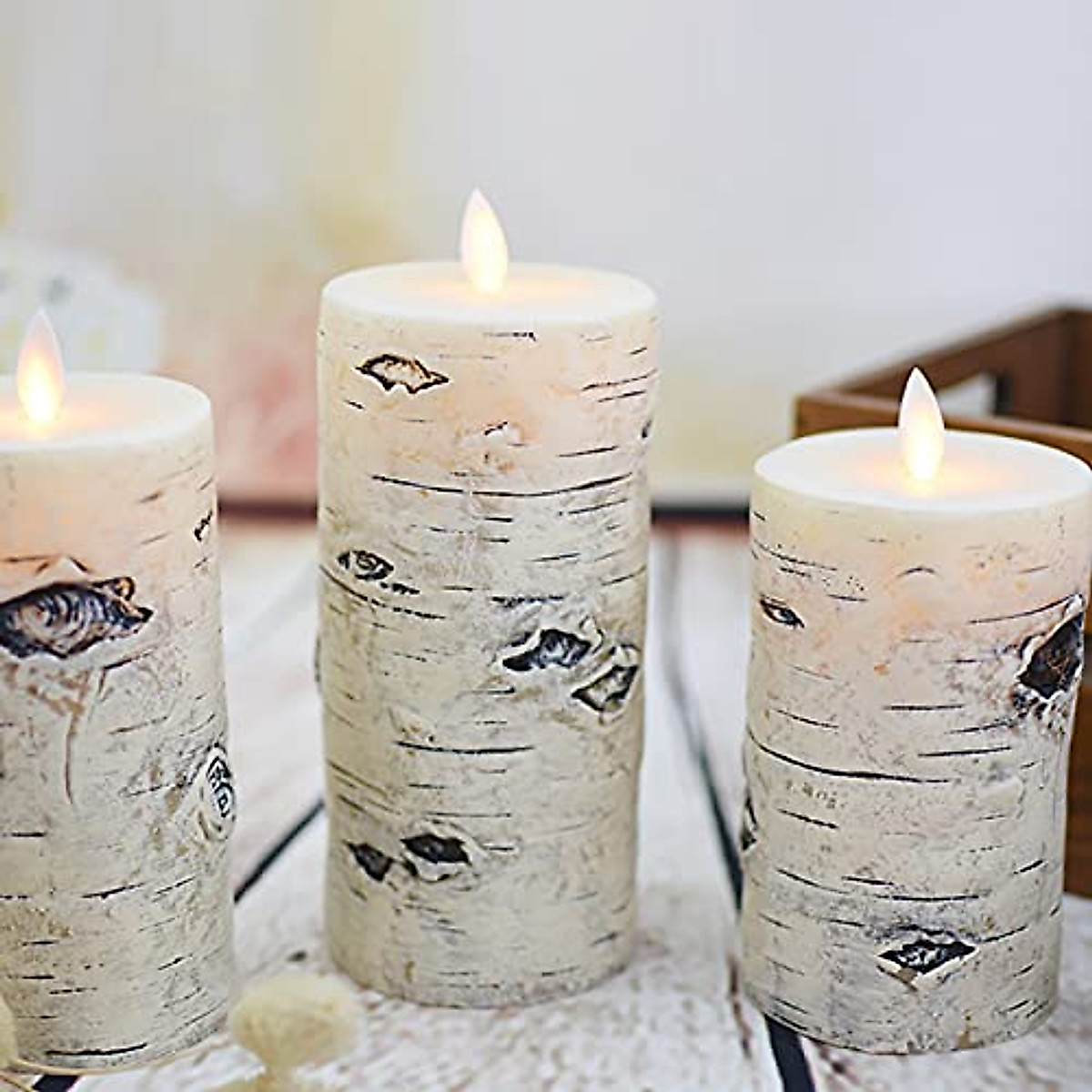 Led Candles Real Wax Flameless Candles Moving Flame Battery Operated Candles Flickering Decorative Classic Real Wax with Led Flame, 3 Pack, Home Garden Decorations