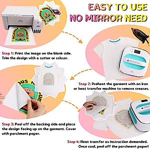 HTVRONT Heat Transfer Paper for Light T Shirts -25 Sheets 8.5x11" Iron on Transfer Paper for Inkjet & Laser Printer, Stretchable & Durable Printable Heat Transfer Vinyl, Easy to Use