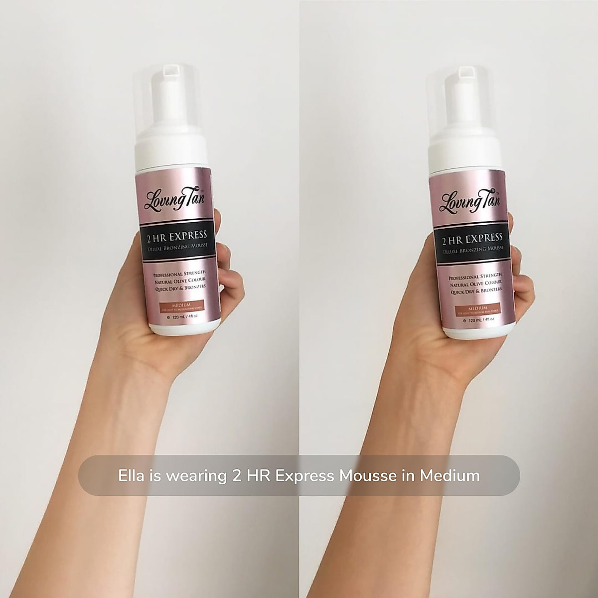 Loving Tan 2 HR Express Mousse, Medium - Streak Free, Natural looking, Professional Strength Sunless Tanner - Up to 5 Self Tan Applications per Bottle, Cruelty Free, Naturally Derived DHA - 4 FL Oz