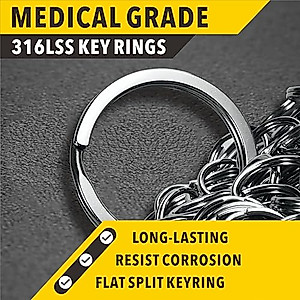 GABOX 12 Pcs Medical-Grade 316L Stainless Steel Key Rings, Ideal for Marine Enthusiasts Pet Accessories Dog Tag Home Car Keys DIY Craft Attachment (316LSS 25mm/30mm/35mm each 4pcs)
