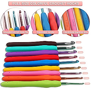 Aeelike Crochet Kit for Beginners Adults, Crochet Kits Include Yarn, Ergonomic Crochet Hooks 2.0-6.0 mm, Lace Steel Needles 0.6-1.9 mm and Case, 59pcs Crochet Starter Kit for Beginners Kids