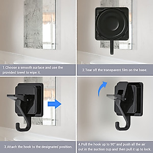 YSSILADI Suction Cup Hooks 2 Pack, Heavy Duty Vacuum Suction Shower Hooks Window Glass Kitchen Bathroom Hooks Reusable Without Punching for Towel Loofah Robe Coat Wreath Decor (Silver-Grey, 2 Pack)