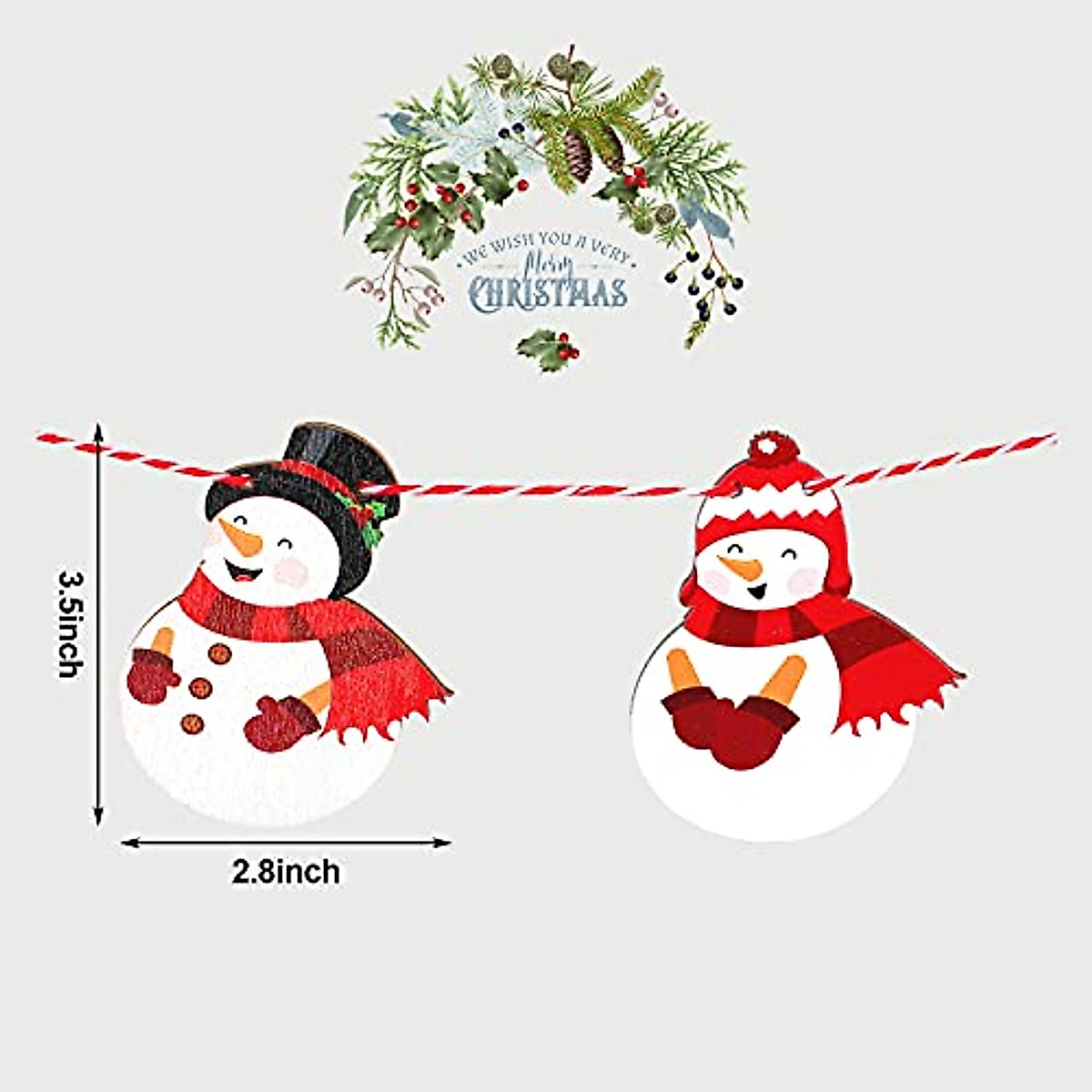 Christmas Wooden Snowman Bunting Banner Xmas Snowman Garland Christmas Hanging Snowman Banner 6.56 ft Xmas Party Decorations for Christmas Festive Holiday Home office Winter Photo Props Decoration