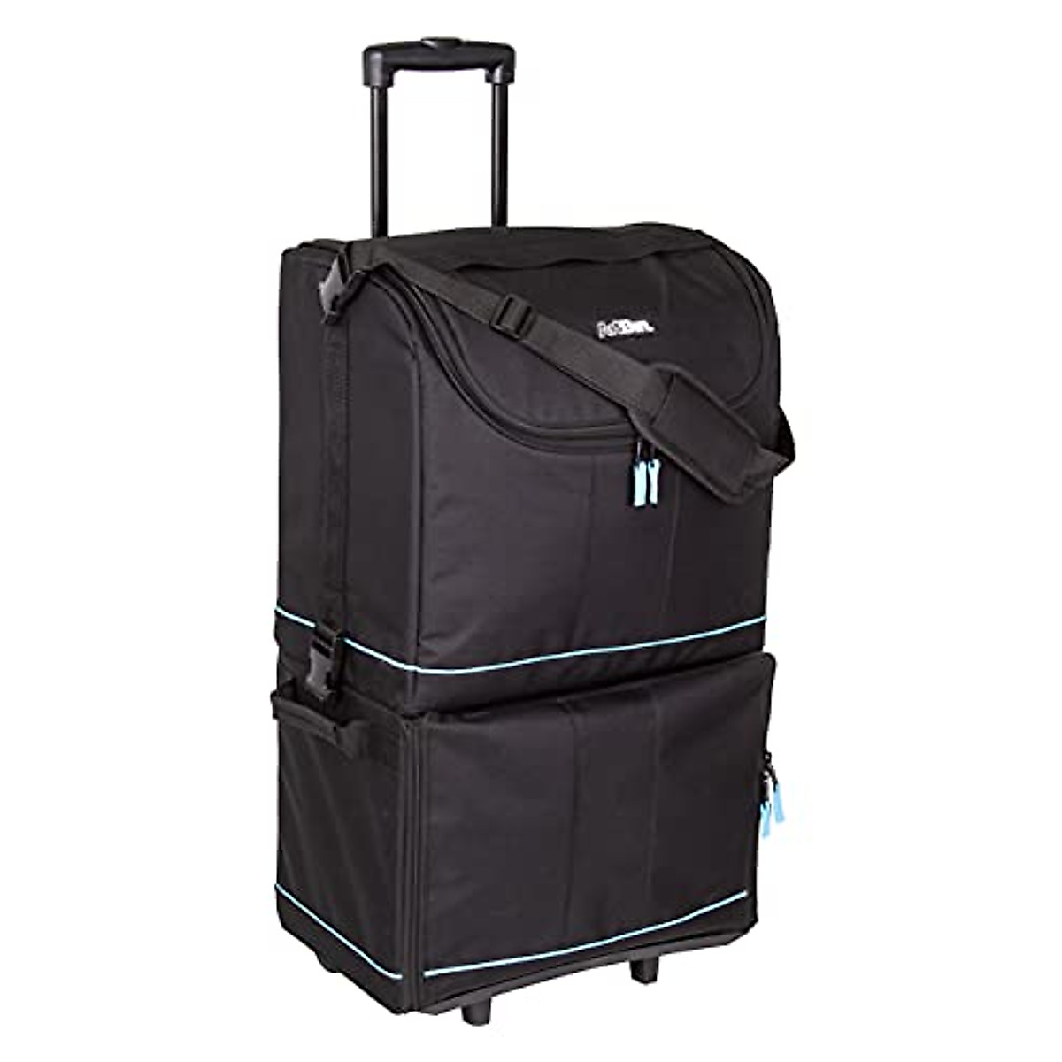 ArtBin 6922SP Tote Express Rolling Portable Art Craft & Sewing Storage Organizer Bag with Wheels-Fits Sewing Machine, 0, Black/Aqua