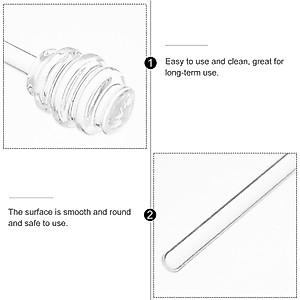Tofficu 3Pcs Glass Honey Dipper Sticks, Clear Honey and Syrup Dippers, Reusable Honey Stirrer Stick Honey Jam Syrup Stirring Wand for Honey Jar Dispense Pot Jar Containers