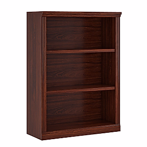 Zhiseek 3-Tier Bookshelf Basic Book Case, Wooden Storage Shelves Rustic Bookshelf, D:12.8" x W: 30.7" x H: 41.8", Sturdy Display Cabinet for Living Room, Library, Office, Bedroom (Cherry, 3-Tier)