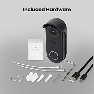 Feit Electric Doorbell Camera, Wireless Video Doorbell, 2.4 GHz WiFi, No Hub, Two-Way Audio, Motion Detection, Night Vision, 1080p HD, Micro SD Card Storage, Hardwired, CAM/Door/WiFi